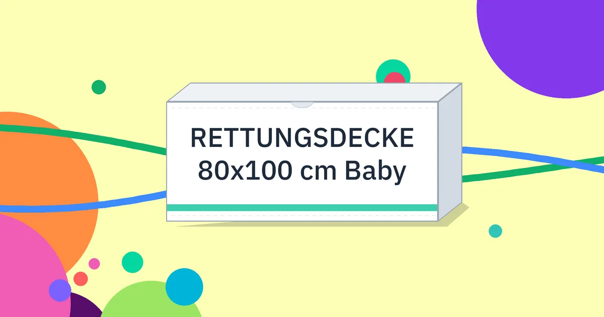 Symbolbild: Packung mit der Aufschrift RETTUNGSDECKE 80x100 cm Baby (PZN 00169986) – Verfügbarkeit und Bezug in Apotheken in Frankfurt am Main
