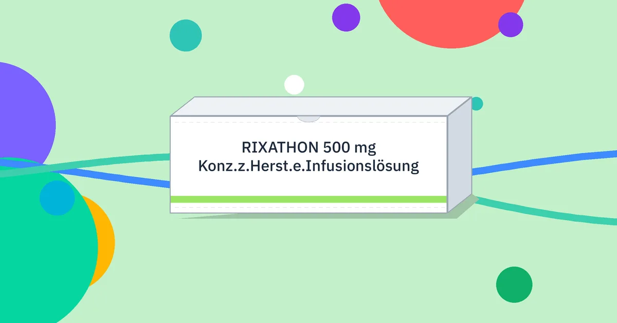 Symbolbild: Packung mit der Aufschrift RIXATHON 500 mg Konz.z.Herst.e.Infusionslösung (PZN 18333653) – Verfügbarkeit und Bezug in Apotheken in Frankfurt am Main