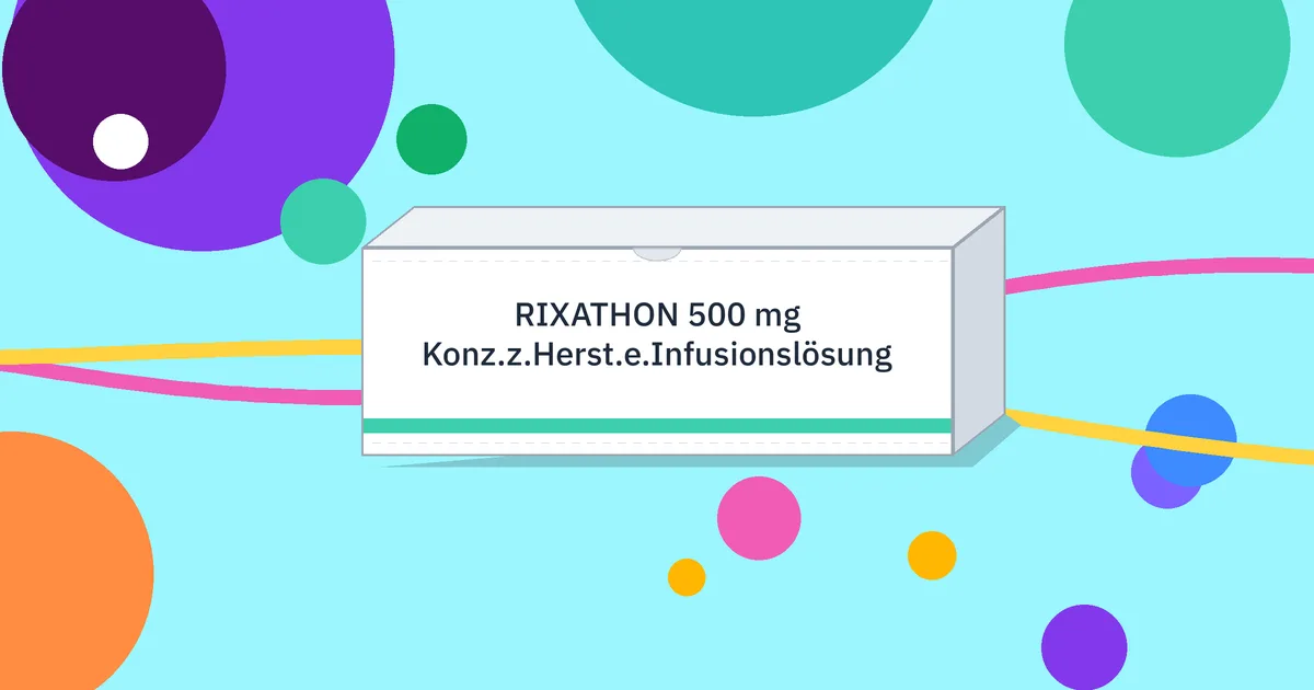 Symbolbild: Packung mit der Aufschrift RIXATHON 500 mg Konz.z.Herst.e.Infusionslösung (PZN 19745412) – Verfügbarkeit und Bezug in Apotheken in Frankfurt am Main