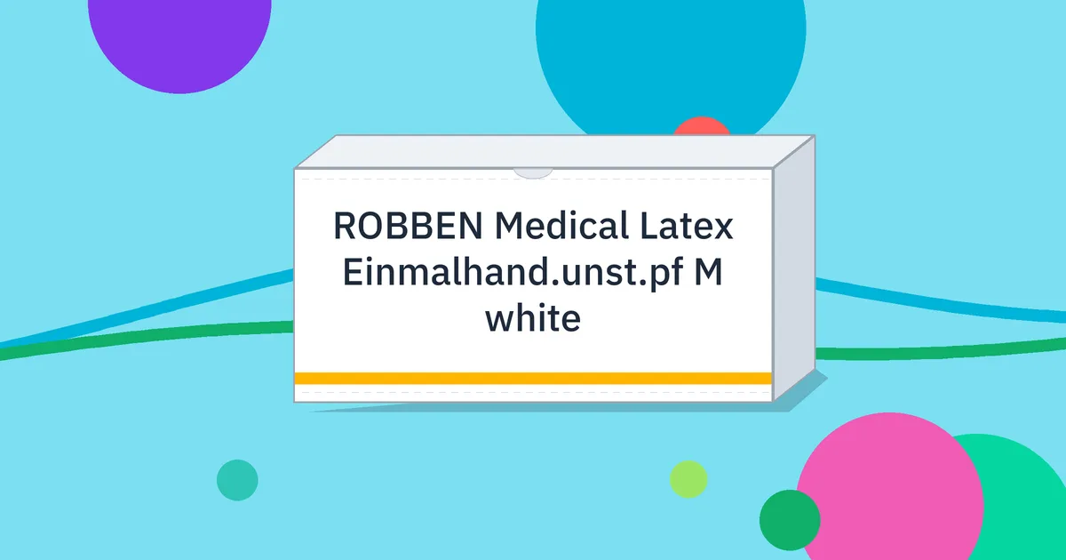 Symbolbild: Packung mit der Aufschrift ROBBEN Medical Latex Einmalhand.unst.pf M white (PZN 20199417) – Verfügbarkeit und Bezug in Apotheken in Frankfurt am Main