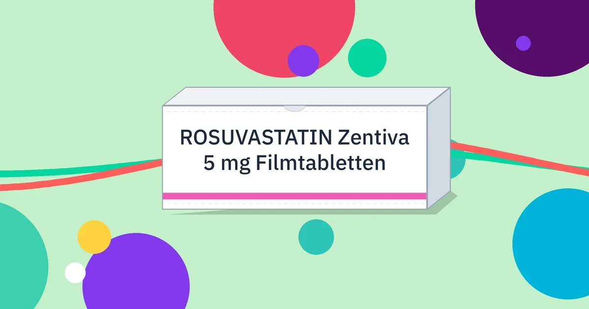 Symbolbild: Packung mit der Aufschrift ROSUVASTATIN Zentiva 5 mg Filmtabletten (PZN 19075940) – Verfügbarkeit und Bezug in Apotheken in Frankfurt am Main