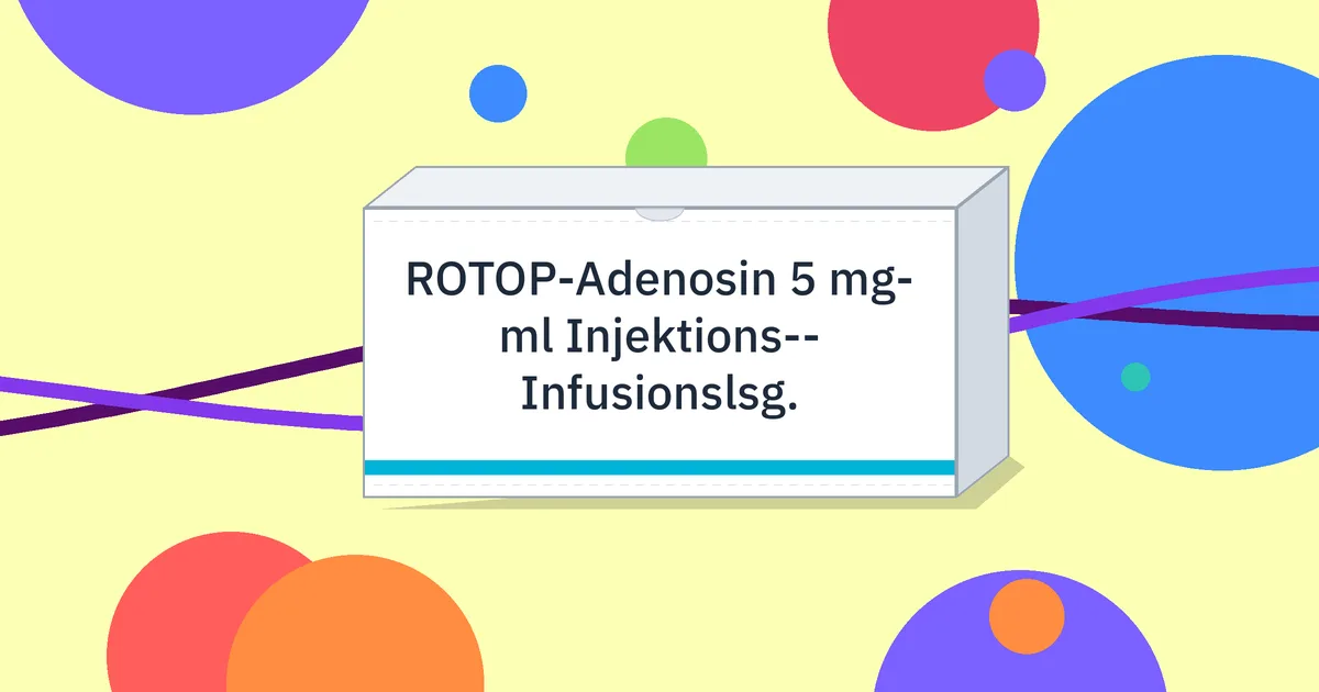 Symbolbild: Packung mit der Aufschrift ROTOP-Adenosin 5 mg-ml Injektions--Infusionslsg. (PZN 04369630) – Verfügbarkeit und Bezug in Apotheken in Frankfurt am Main