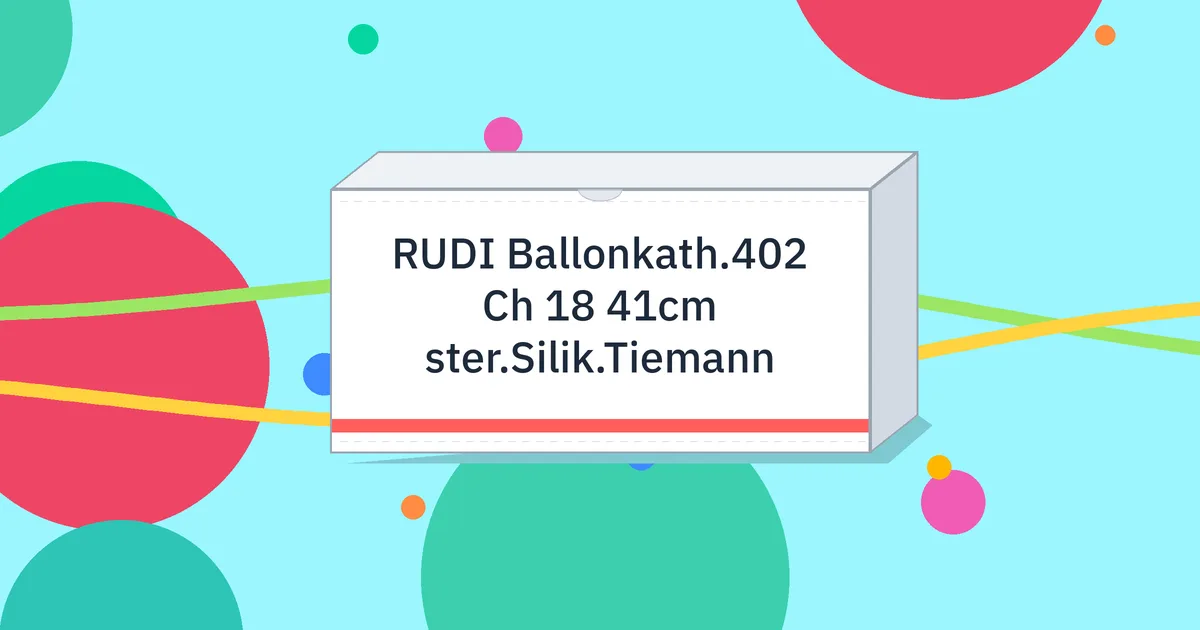 Symbolbild: Packung mit der Aufschrift RUDI Ballonkath.402 Ch 18 41cm ster.Silik.Tiemann (PZN 18086545) – Verfügbarkeit und Bezug in Apotheken in Frankfurt am Main