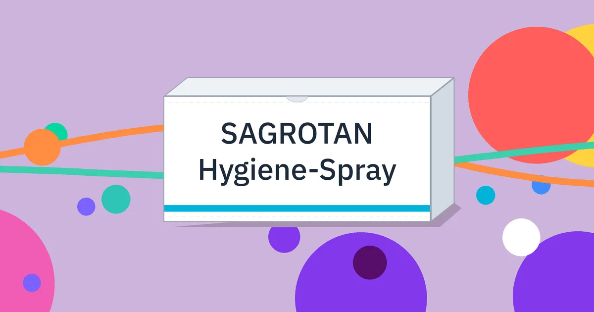 Symbolbild: Packung mit der Aufschrift SAGROTAN Hygiene-Spray (PZN 10402998) – Verfügbarkeit und Bezug in Apotheken in Frankfurt am Main