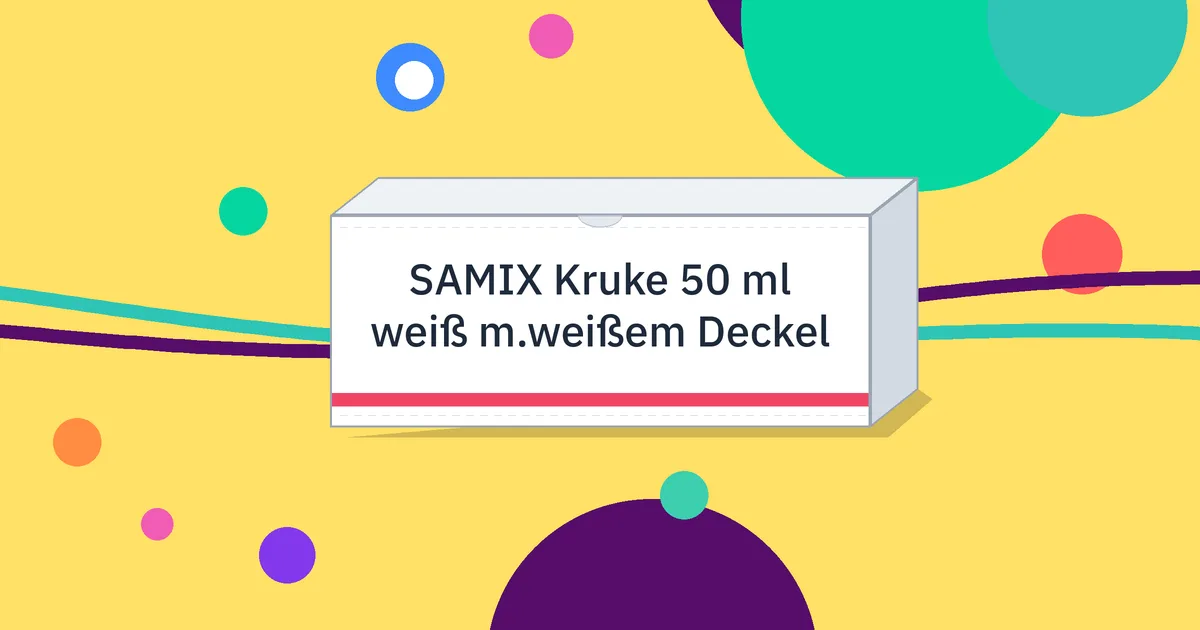 Symbolbild: Packung mit der Aufschrift SAMIX Kruke 50 ml weiß m.weißem Deckel (PZN 11480687) – Verfügbarkeit und Bezug in Apotheken in Frankfurt am Main