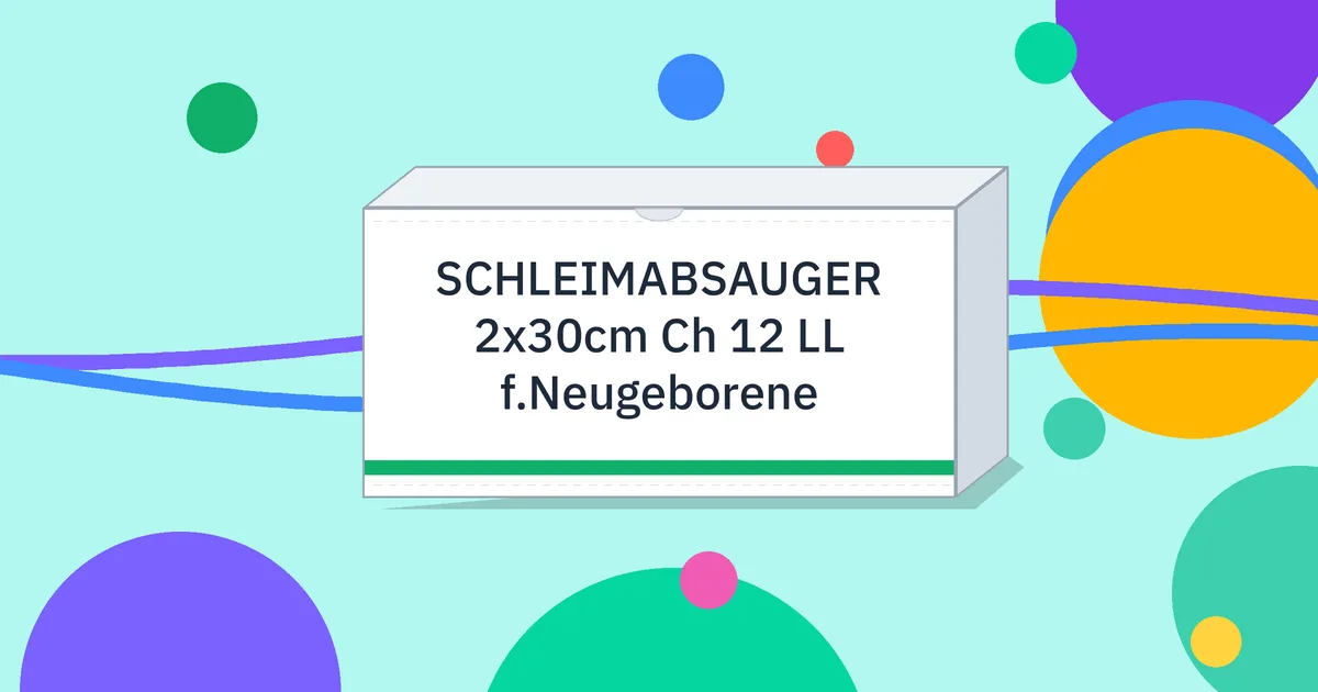 Symbolbild: Packung mit der Aufschrift SCHLEIMABSAUGER 2x30cm Ch 12 LL f.Neugeborene (PZN 17489206) – Verfügbarkeit und Bezug in Apotheken in Frankfurt am Main