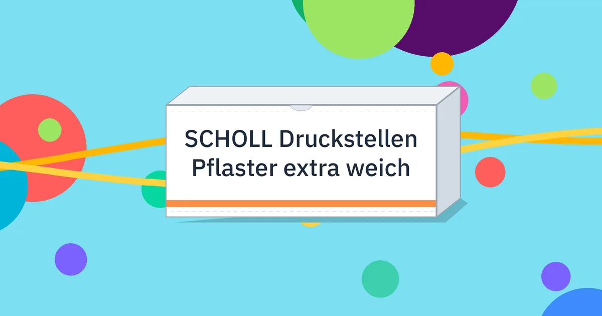 Symbolbild: Packung mit der Aufschrift SCHOLL Druckstellen Pflaster extra weich (PZN 11136180) – Verfügbarkeit und Bezug in Apotheken in Frankfurt am Main