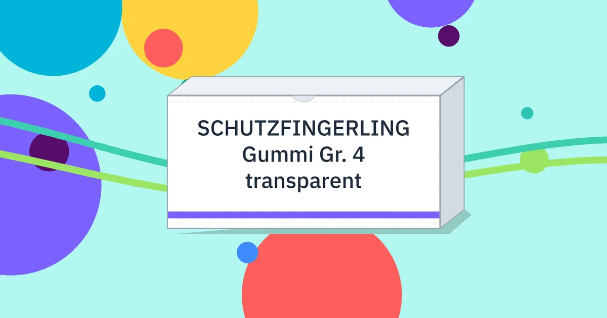 Symbolbild: Packung mit der Aufschrift SCHUTZFINGERLING Gummi Gr. 4 transparent (PZN 01727000) – Verfügbarkeit und Bezug in Apotheken in Frankfurt am Main