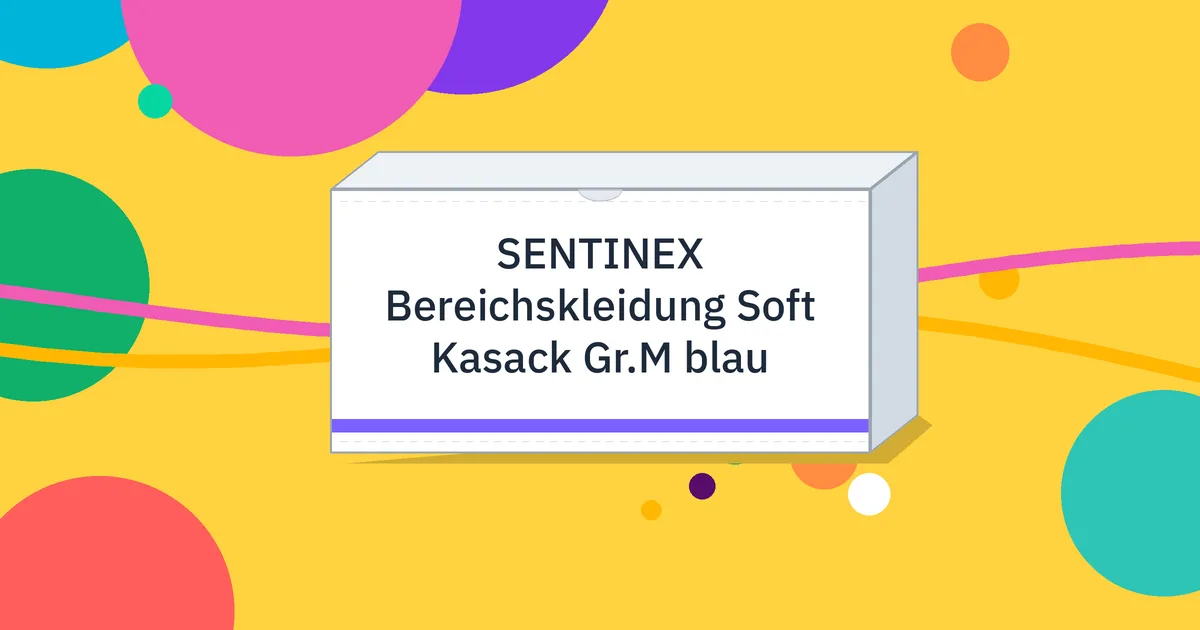 Symbolbild: Packung mit der Aufschrift SENTINEX Bereichskleidung Soft Kasack Gr.M blau (PZN 09737788) – Verfügbarkeit und Bezug in Apotheken in Frankfurt am Main