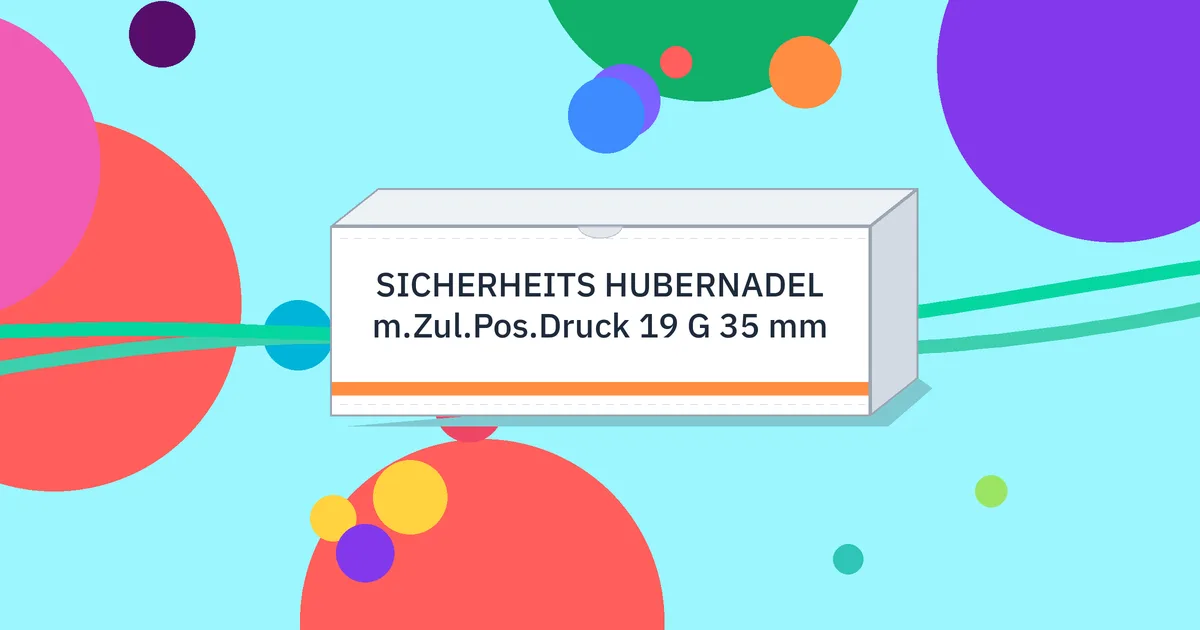 Symbolbild: Packung mit der Aufschrift SICHERHEITS HUBERNADEL m.Zul.Pos.Druck 19 G 35 mm (PZN 12646641) – Verfügbarkeit und Bezug in Apotheken in Frankfurt am Main