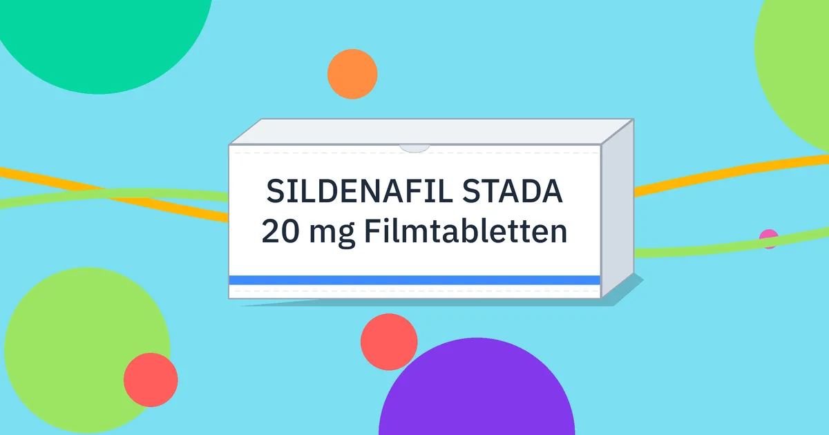 Symbolbild: Packung mit der Aufschrift SILDENAFIL STADA 20 mg Filmtabletten (PZN 11853208) – Verfügbarkeit und Bezug in Apotheken in Frankfurt am Main