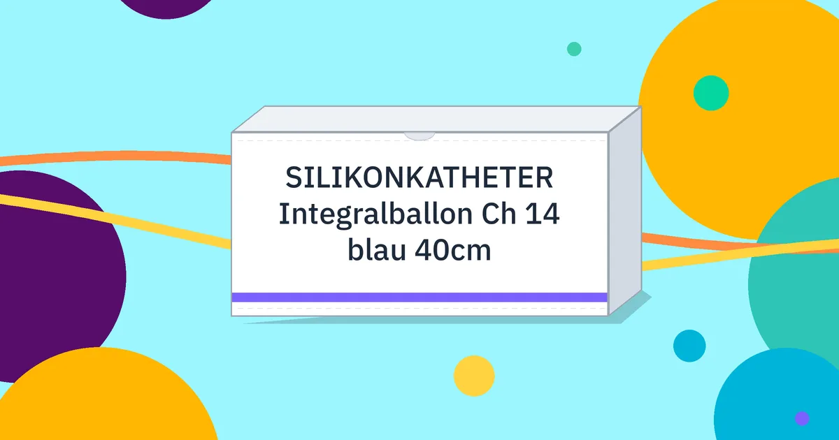 Symbolbild: Packung mit der Aufschrift SILIKONKATHETER Integralballon Ch 14 blau 40cm (PZN 09766548) – Verfügbarkeit und Bezug in Apotheken in Frankfurt am Main