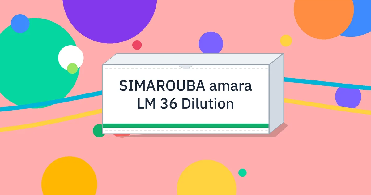 Symbolbild: Packung mit der Aufschrift SIMAROUBA amara LM 36 Dilution (PZN 13680433) – Verfügbarkeit und Bezug in Apotheken in Frankfurt am Main