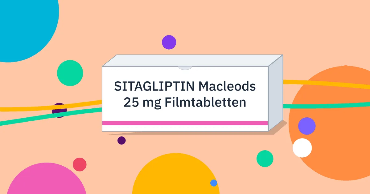 Symbolbild: Packung mit der Aufschrift SITAGLIPTIN Macleods 25 mg Filmtabletten (PZN 20292743) – Verfügbarkeit und Bezug in Apotheken in Frankfurt am Main