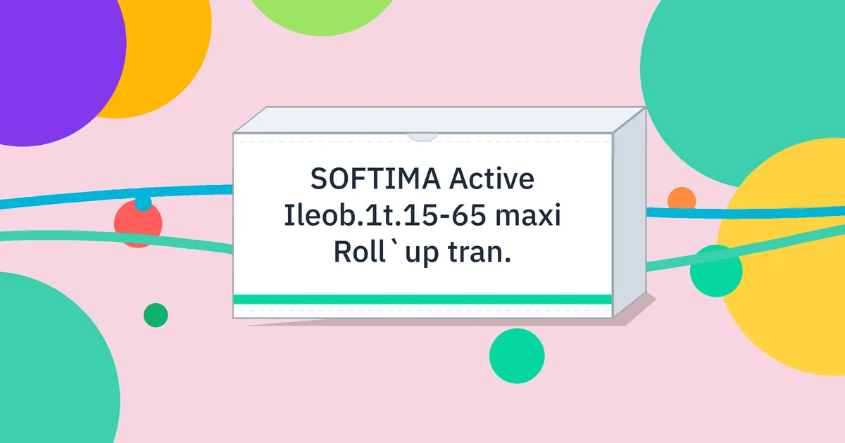 Symbolbild: Packung mit der Aufschrift SOFTIMA Active Ileob.1t.15-65 maxi Roll`up tran. (PZN 09717113) – Verfügbarkeit und Bezug in Apotheken in Frankfurt am Main