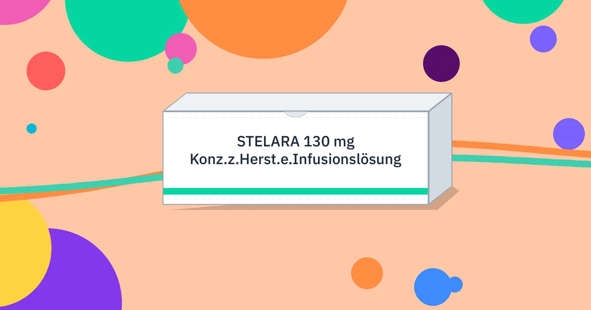Symbolbild: Packung mit der Aufschrift STELARA 130 mg Konz.z.Herst.e.Infusionslösung (PZN 13515697) – Verfügbarkeit und Bezug in Apotheken in Frankfurt am Main
