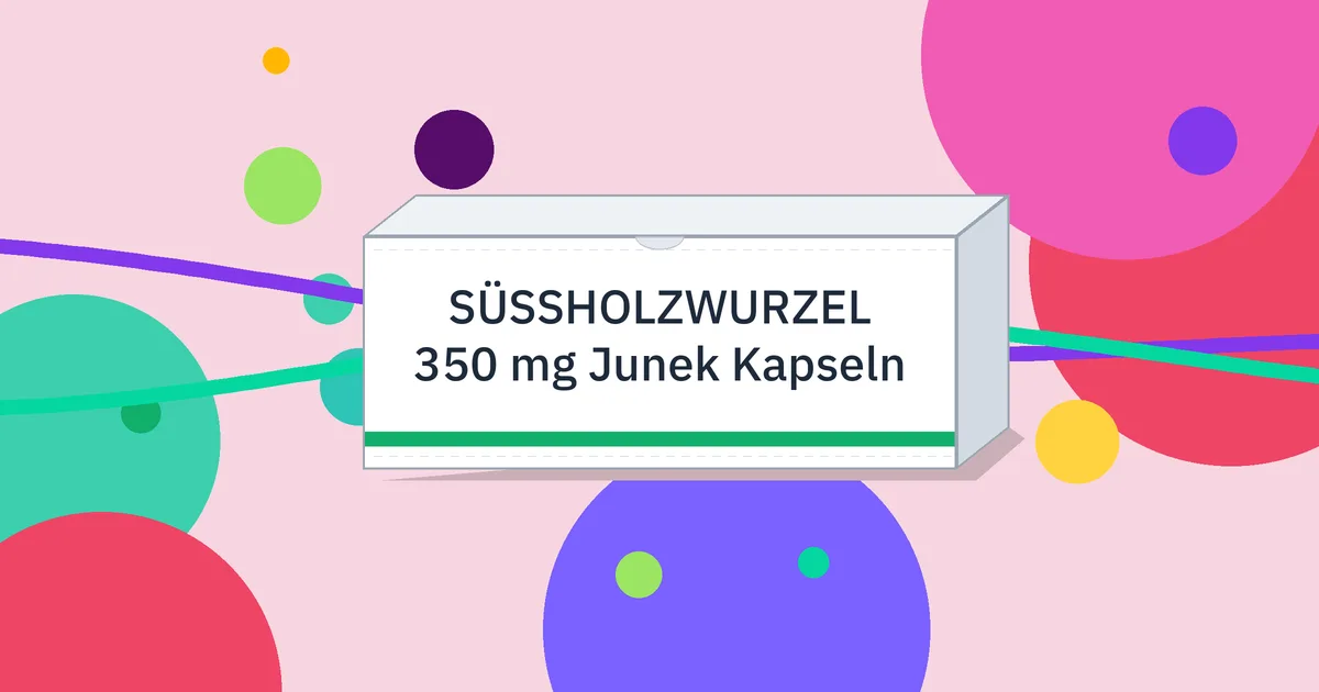 Symbolbild: Packung mit der Aufschrift SÜSSHOLZWURZEL 350 mg Junek Kapseln (PZN 03550853) – Verfügbarkeit und Bezug in Apotheken in Frankfurt am Main