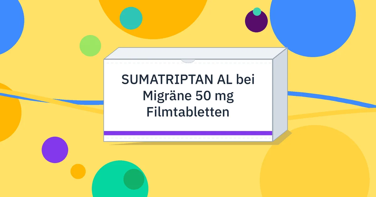 Symbolbild: Packung mit der Aufschrift SUMATRIPTAN AL bei Migräne 50 mg Filmtabletten (PZN 19836238) – Verfügbarkeit und Bezug in Apotheken in Frankfurt am Main