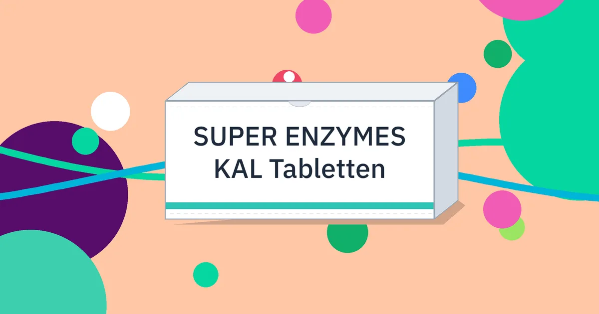 Symbolbild: Packung mit der Aufschrift SUPER ENZYMES KAL Tabletten (PZN 16909333) – Verfügbarkeit und Bezug in Apotheken in Frankfurt am Main