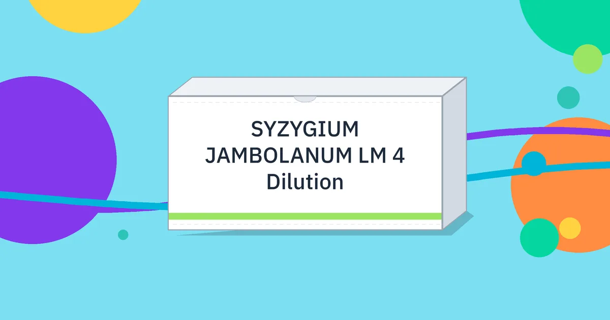 Symbolbild: Packung mit der Aufschrift SYZYGIUM JAMBOLANUM LM 4 Dilution (PZN 13212040) – Verfügbarkeit und Bezug in Apotheken in Frankfurt am Main