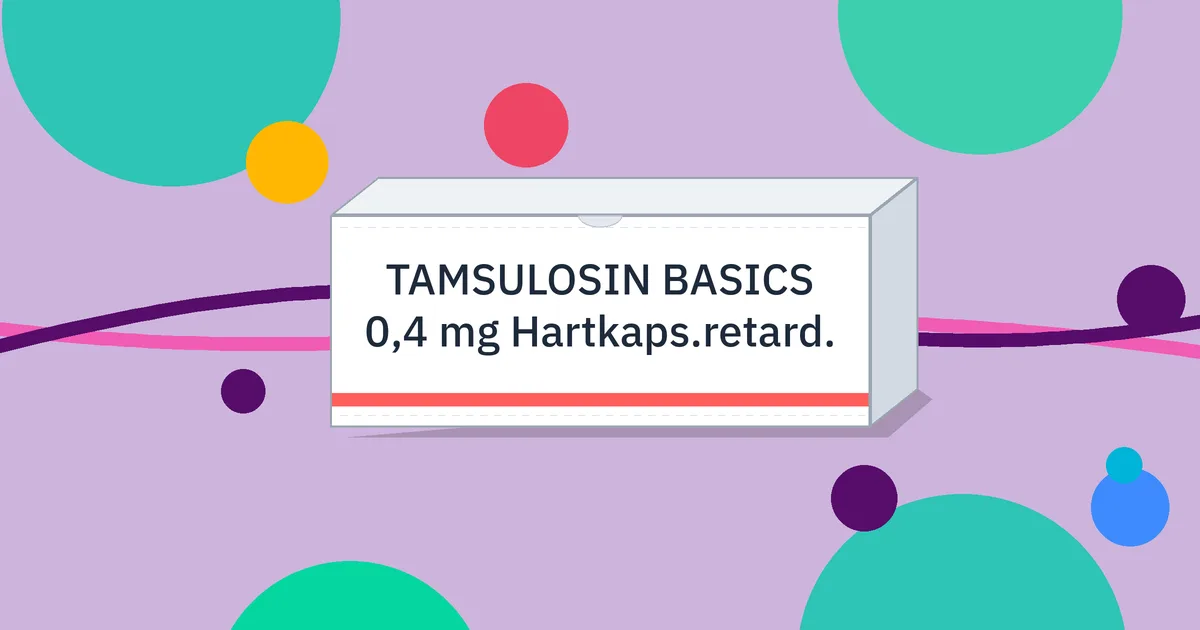 Symbolbild: Packung mit der Aufschrift TAMSULOSIN BASICS 0,4 mg Hartkaps.retard. (PZN 01896978) – Verfügbarkeit und Bezug in Apotheken in Frankfurt am Main