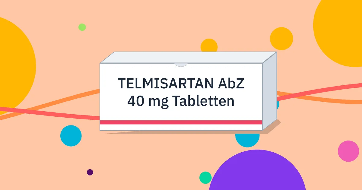 Symbolbild: Packung mit der Aufschrift TELMISARTAN AbZ 40 mg Tabletten (PZN 02179546) – Verfügbarkeit und Bezug in Apotheken in Frankfurt am Main