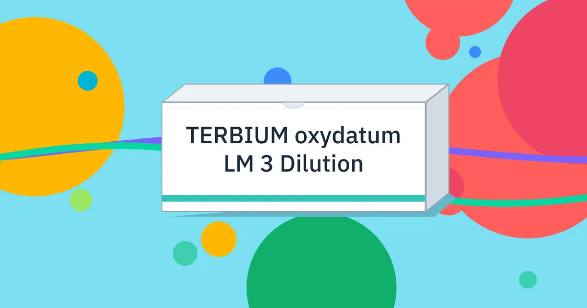 Symbolbild: Packung mit der Aufschrift TERBIUM oxydatum LM 3 Dilution (PZN 13216026) – Verfügbarkeit und Bezug in Apotheken in Frankfurt am Main