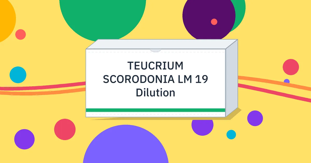 Symbolbild: Packung mit der Aufschrift TEUCRIUM SCORODONIA LM 19 Dilution (PZN 13217669) – Verfügbarkeit und Bezug in Apotheken in Frankfurt am Main