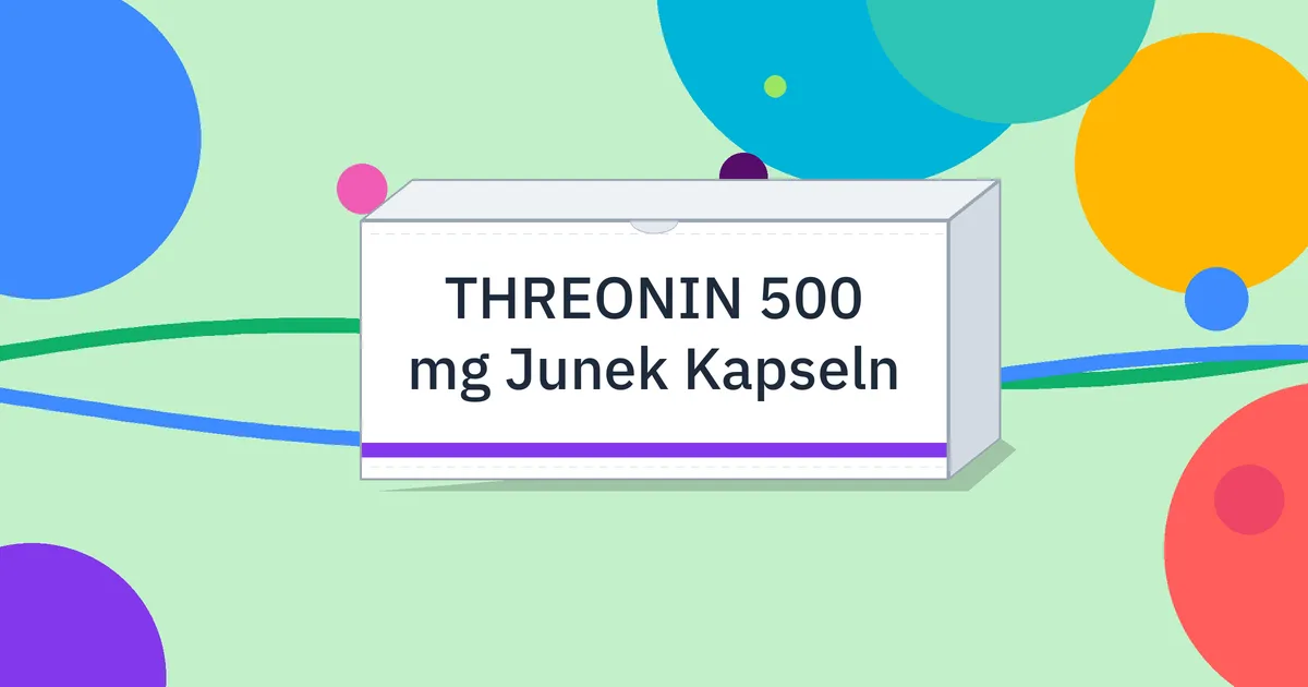 Symbolbild: Packung mit der Aufschrift THREONIN 500 mg Junek Kapseln (PZN 00135579) – Verfügbarkeit und Bezug in Apotheken in Frankfurt am Main