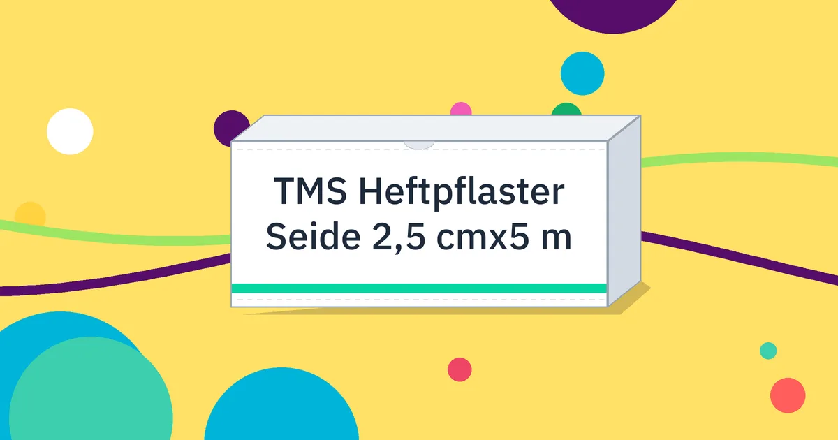 Symbolbild: Packung mit der Aufschrift TMS Heftpflaster Seide 2,5 cmx5 m (PZN 18316695) – Verfügbarkeit und Bezug in Apotheken in Frankfurt am Main