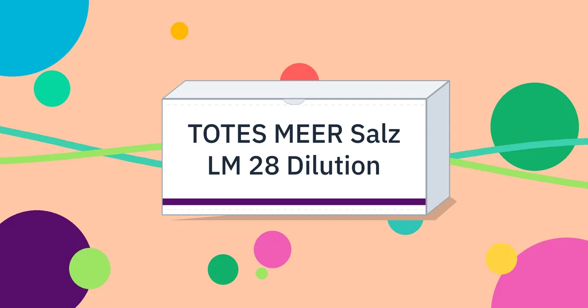 Symbolbild: Packung mit der Aufschrift TOTES MEER Salz LM 28 Dilution (PZN 13226384) – Verfügbarkeit und Bezug in Apotheken in Frankfurt am Main