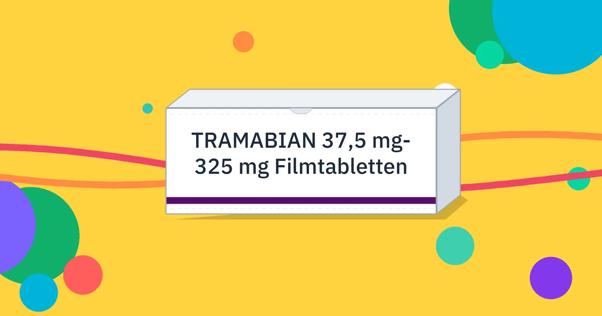 Symbolbild: Packung mit der Aufschrift TRAMABIAN 37,5 mg-325 mg Filmtabletten (PZN 11111091) – Verfügbarkeit und Bezug in Apotheken in Frankfurt am Main
