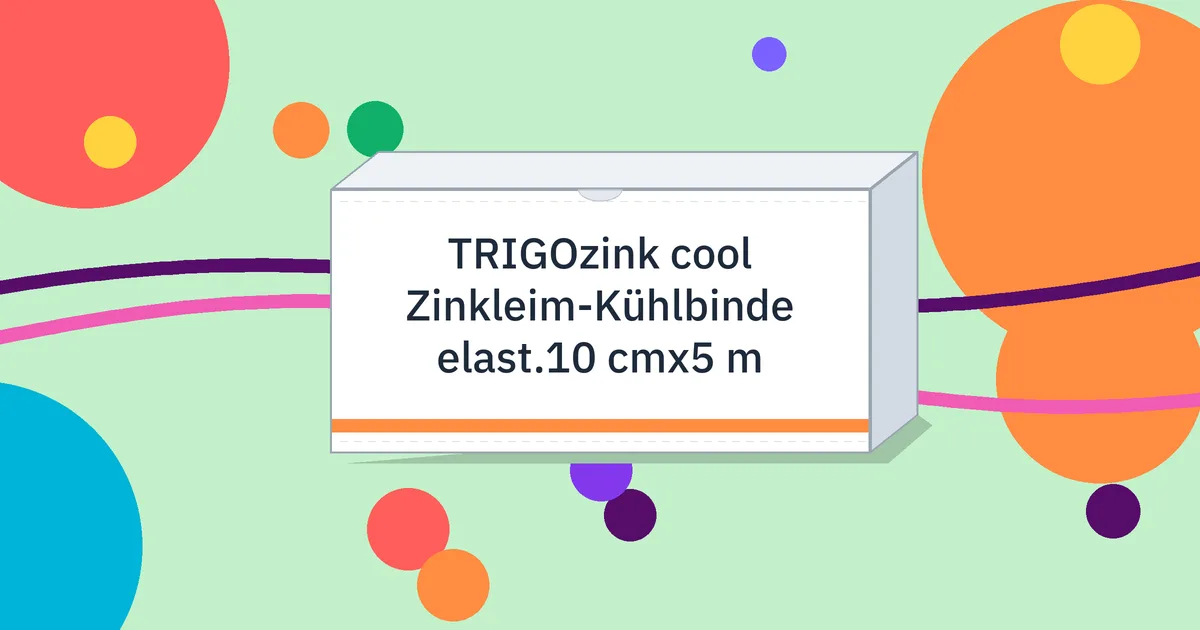 Symbolbild: Packung mit der Aufschrift TRIGOzink cool Zinkleim-Kühlbinde elast.10 cmx5 m (PZN 20343216) – Verfügbarkeit und Bezug in Apotheken in Frankfurt am Main