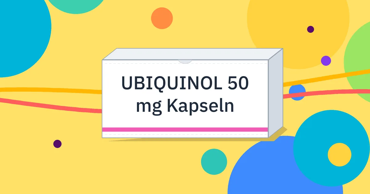 Symbolbild: Packung mit der Aufschrift UBIQUINOL 50 mg Kapseln (PZN 09194974) – Verfügbarkeit und Bezug in Apotheken in Frankfurt am Main