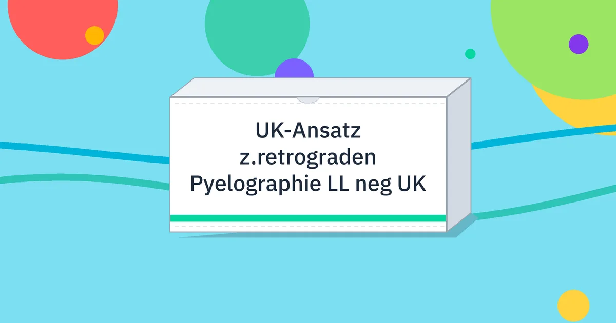 Symbolbild: Packung mit der Aufschrift UK-Ansatz z.retrograden Pyelographie LL neg UK (PZN 17489488) – Verfügbarkeit und Bezug in Apotheken in Frankfurt am Main