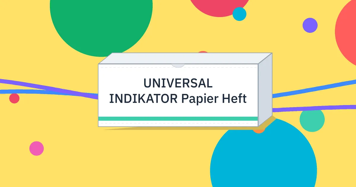 Symbolbild: Packung mit der Aufschrift UNIVERSAL INDIKATOR Papier Heft (PZN 02664690) – Verfügbarkeit und Bezug in Apotheken in Frankfurt am Main
