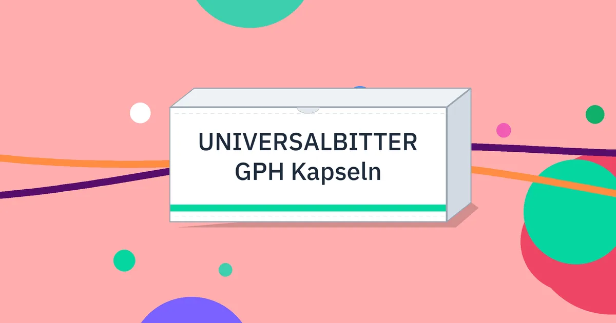 Symbolbild: Packung mit der Aufschrift UNIVERSALBITTER GPH Kapseln (PZN 06414085) – Verfügbarkeit und Bezug in Apotheken in Frankfurt am Main
