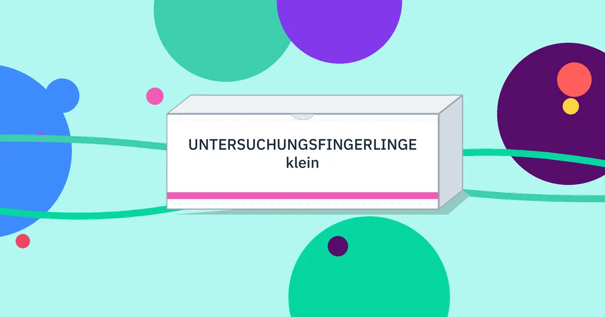 Symbolbild: Packung mit der Aufschrift UNTERSUCHUNGSFINGERLINGE klein (PZN 00427916) – Verfügbarkeit und Bezug in Apotheken in Frankfurt am Main
