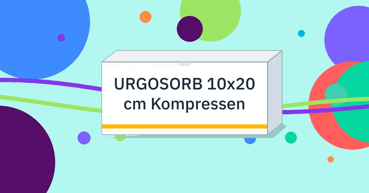 Symbolbild: Packung mit der Aufschrift URGOSORB 10x20 cm Kompressen (PZN 01602847) – Verfügbarkeit und Bezug in Apotheken in Frankfurt am Main