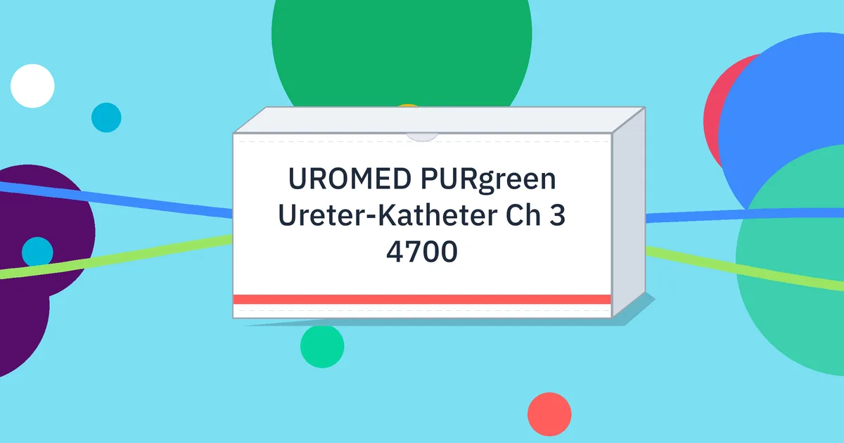 Symbolbild: Packung mit der Aufschrift UROMED PURgreen Ureter-Katheter Ch 3 4700 (PZN 01989740) – Verfügbarkeit und Bezug in Apotheken in Frankfurt am Main