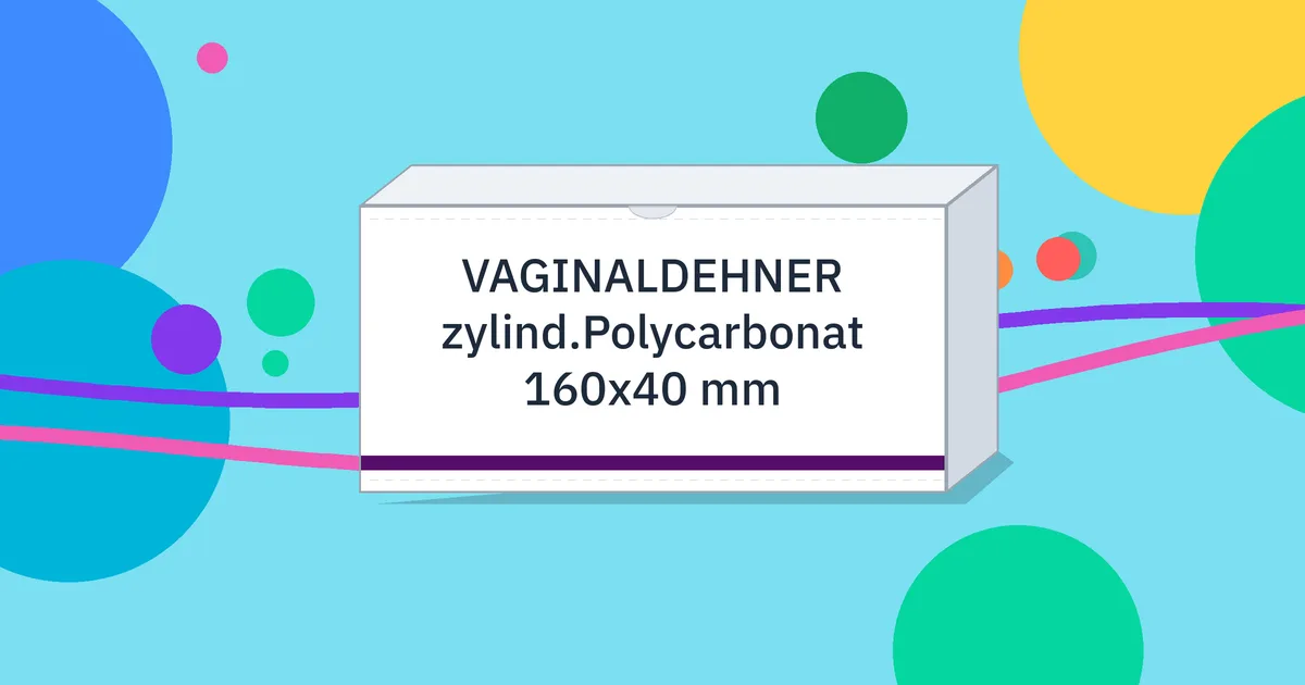 Symbolbild: Packung mit der Aufschrift VAGINALDEHNER zylind.Polycarbonat 160x40 mm (PZN 04021743) – Verfügbarkeit und Bezug in Apotheken in Frankfurt am Main
