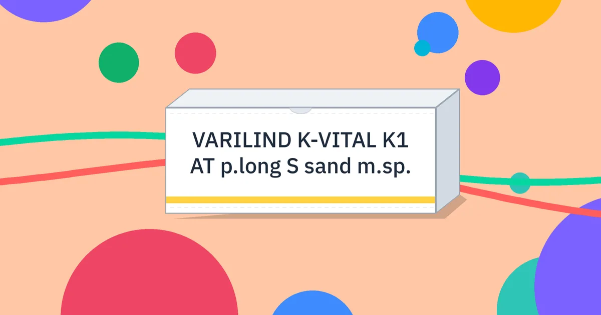Symbolbild: Packung mit der Aufschrift VARILIND K-VITAL K1 AT p.long S sand m.sp. (PZN 20559784) – Verfügbarkeit und Bezug in Apotheken in Frankfurt am Main
