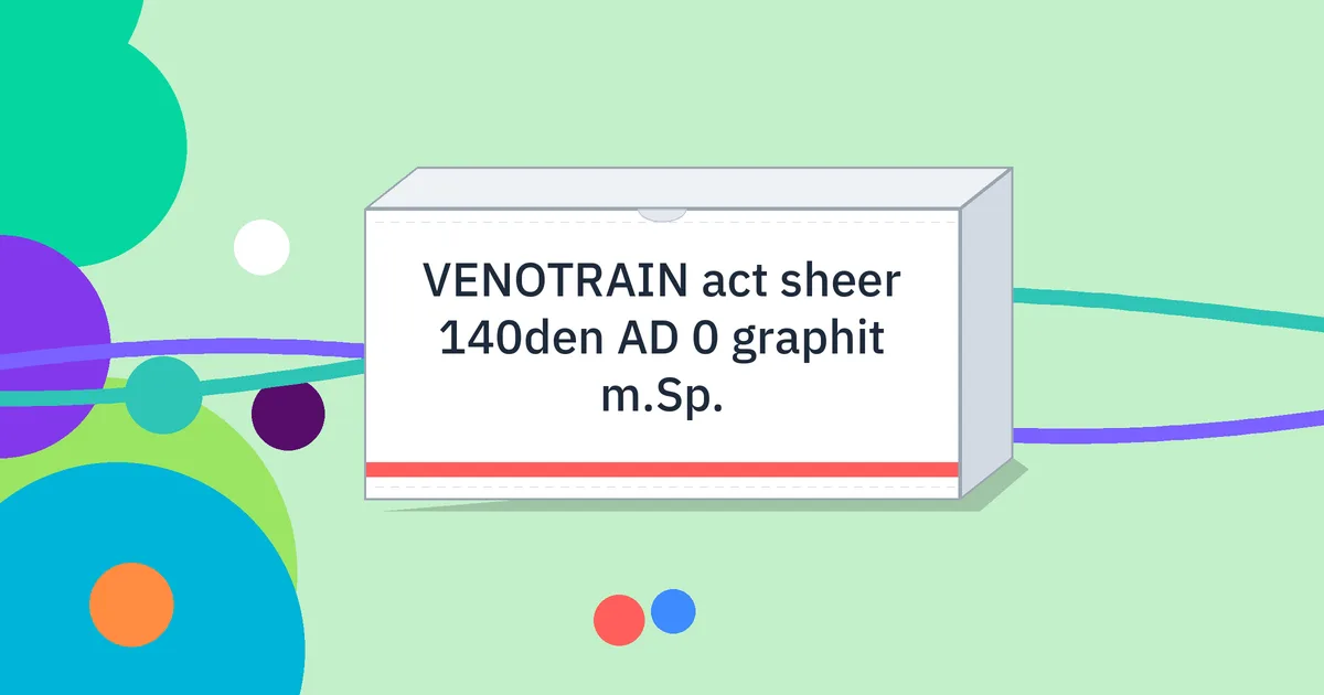 Symbolbild: Packung mit der Aufschrift VENOTRAIN act sheer 140den AD 0 graphit m.Sp. (PZN 16209133) – Verfügbarkeit und Bezug in Apotheken in Frankfurt am Main
