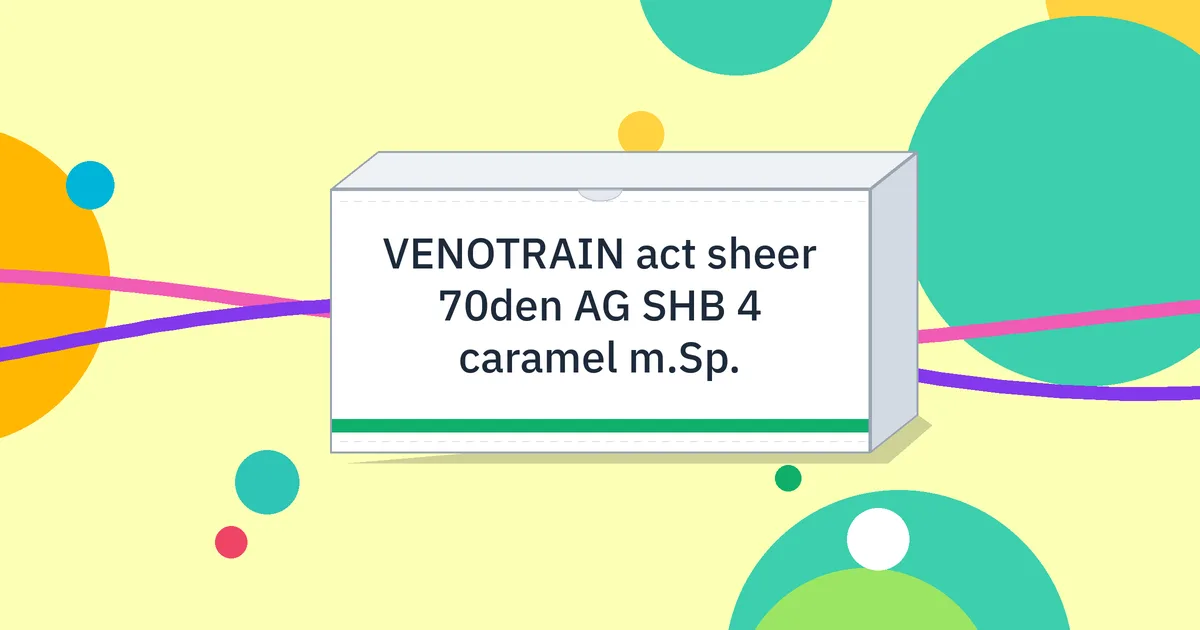 Symbolbild: Packung mit der Aufschrift VENOTRAIN act sheer 70den AG SHB 4 caramel m.Sp. (PZN 16207826) – Verfügbarkeit und Bezug in Apotheken in Frankfurt am Main