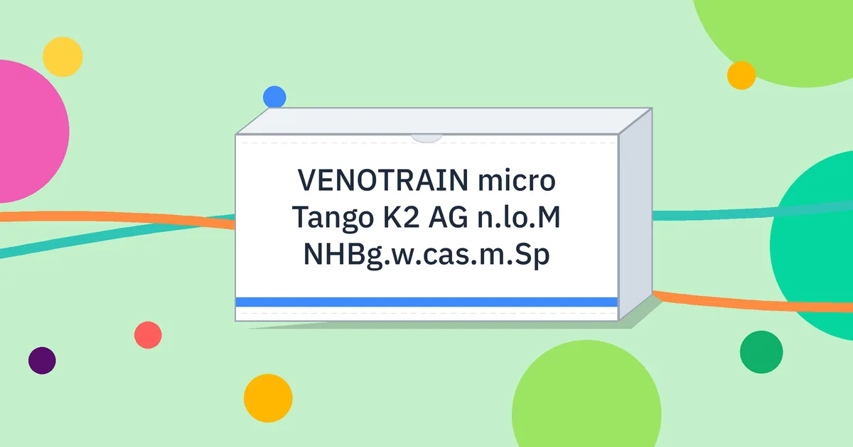 Symbolbild: Packung mit der Aufschrift VENOTRAIN micro Tango K2 AG n.lo.M NHBg.w.cas.m.Sp (PZN 20765325) – Verfügbarkeit und Bezug in Apotheken in Frankfurt am Main