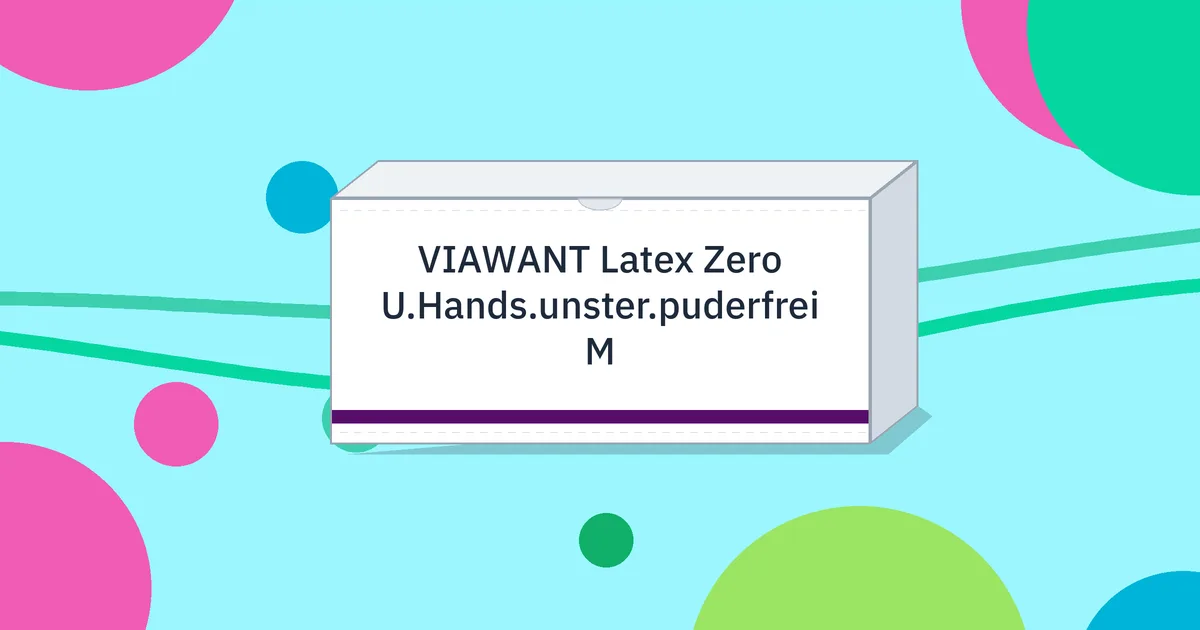 Symbolbild: Packung mit der Aufschrift VIAWANT Latex Zero U.Hands.unster.puderfrei M (PZN 20586479) – Verfügbarkeit und Bezug in Apotheken in Frankfurt am Main