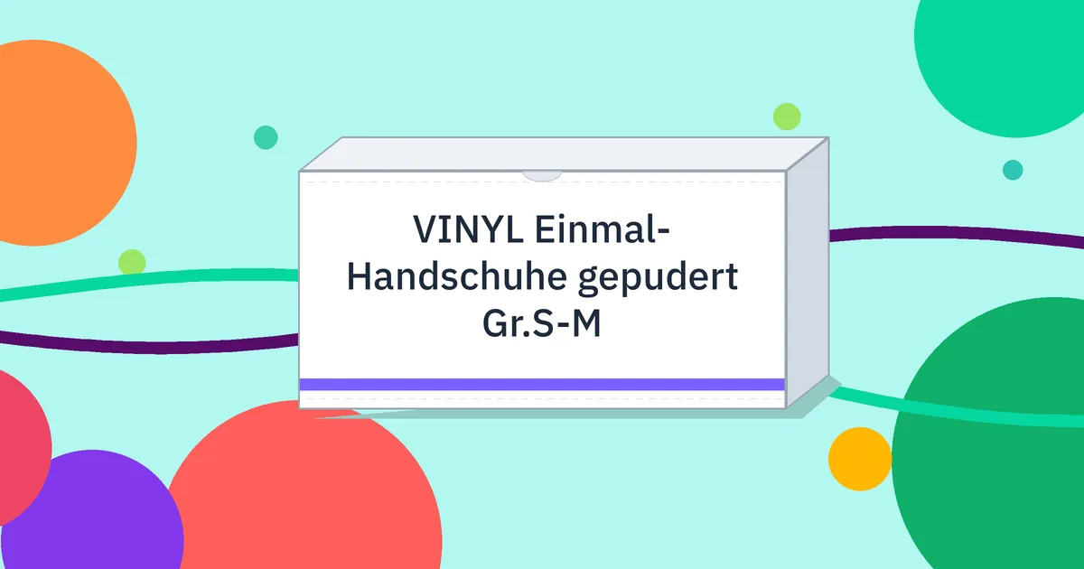 Symbolbild: Packung mit der Aufschrift VINYL Einmal-Handschuhe gepudert Gr.S-M (PZN 03628420) – Verfügbarkeit und Bezug in Apotheken in Frankfurt am Main
