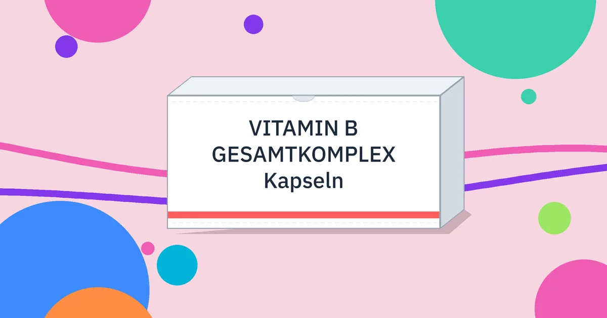 Symbolbild: Packung mit der Aufschrift VITAMIN B GESAMTKOMPLEX Kapseln (PZN 04722641) – Verfügbarkeit und Bezug in Apotheken in Frankfurt am Main