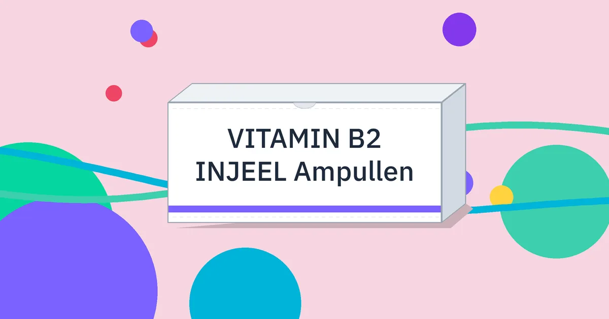 Symbolbild: Packung mit der Aufschrift VITAMIN B2 INJEEL Ampullen (PZN 01894755) – Verfügbarkeit und Bezug in Apotheken in Frankfurt am Main