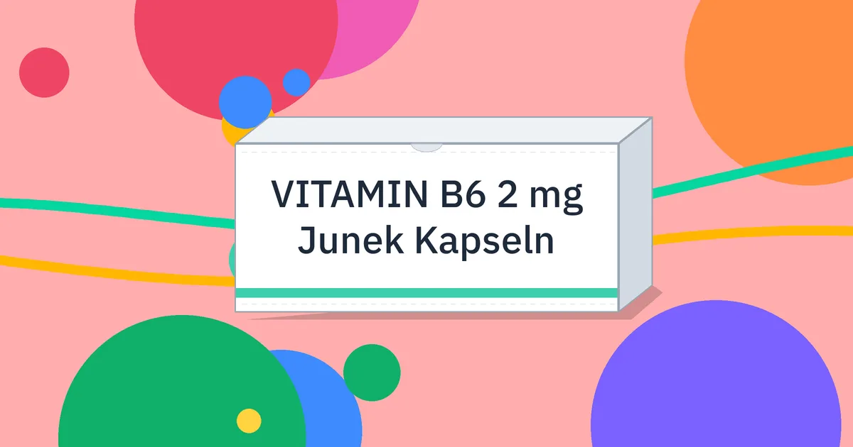 Symbolbild: Packung mit der Aufschrift VITAMIN B6 2 mg Junek Kapseln (PZN 10052831) – Verfügbarkeit und Bezug in Apotheken in Frankfurt am Main
